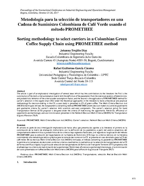 Sorting Methodology To Select Carriers In A Colombian Green Proceedings Of The International
