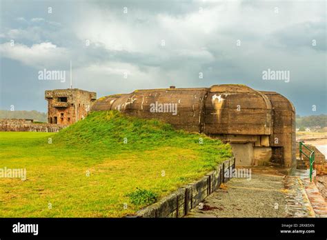 Wwii Concrete Nazi Bunker On The Seashore Of Saint Ouens Bay Bailiwick