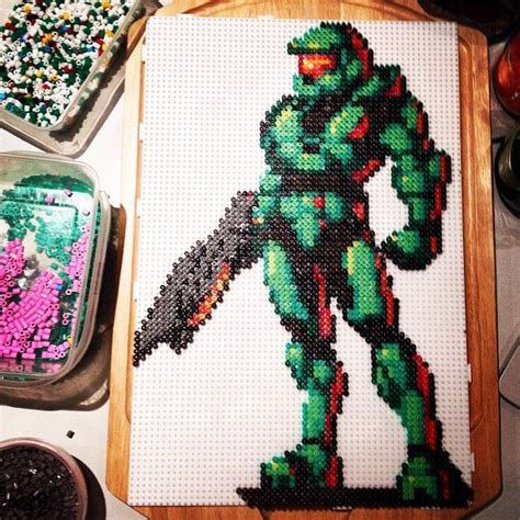 Halo Master Chief Perler Beads By Perlerbeadsmary Perler Bead