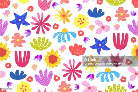 화려한 꽃과 완벽 한 패턴 흰색 배경에 다양 한 꽃 봉오리 귀여운 꽃 추상 패턴입니다 귀여운 여름 분위기 벡터 일러스트 레이 션