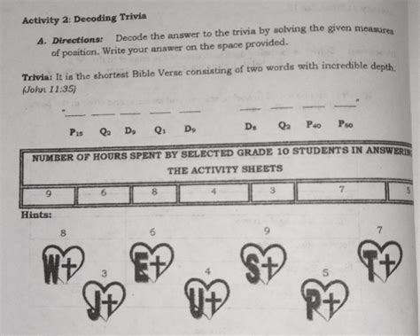 Solved Activity Decoding Trivia A Directions Decode The Answer To