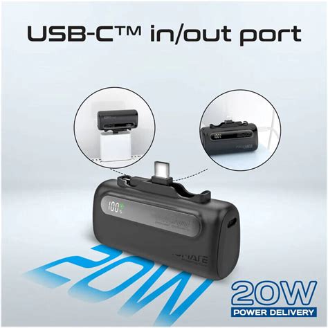 Promate PowerUp Duo Ultra Compact Fast Charging Power Bank With Dual Foldable USB C Lightning