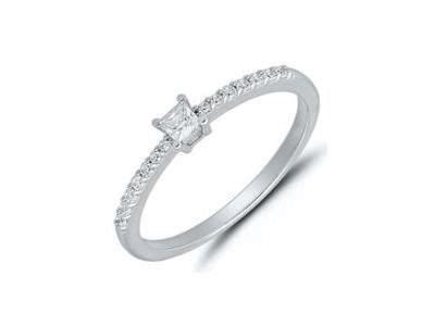 Solitaire Diamant Princesse Accompagné Or Gris 750 AHRD2154GDTOG