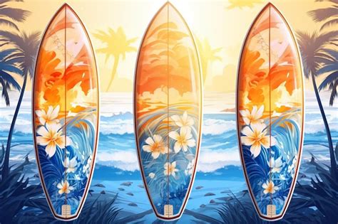 Premium Photo Surfing Boards Realistic Summer Background