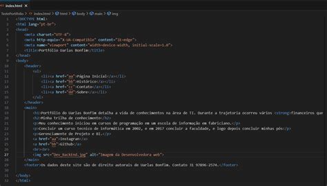 Segue Exercício Sobre Construção De Um Portfólio Html E Css Ambientes De Desenvolvimento
