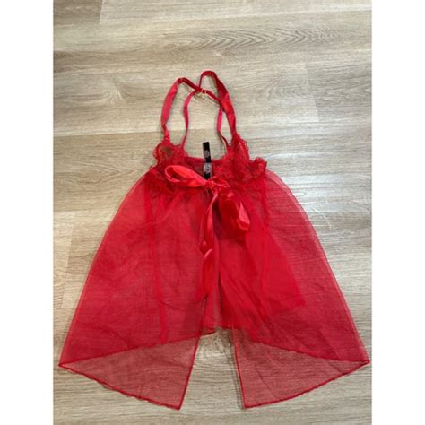 Victorias Secret Red Bow Sheer Slip Ebay Uk