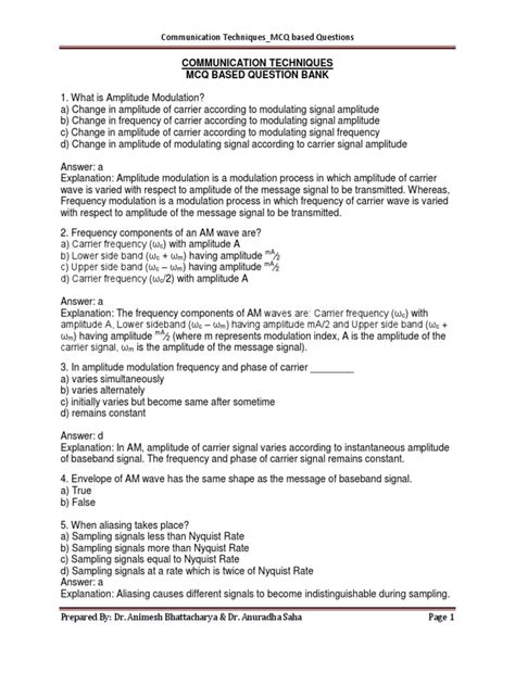 Communication Mcq 5th Pdf Frequency Modulation Modulation