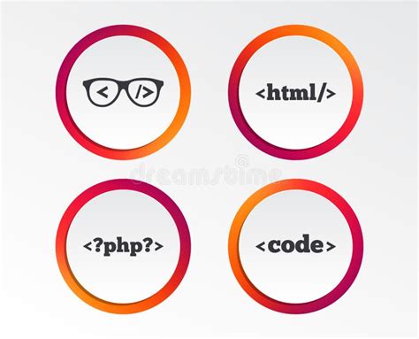 Programmer Coder Glasses Html Markup Language Stock Vector