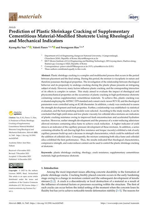 Pdf Prediction Of Plastic Shrinkage Cracking Of Supplementary