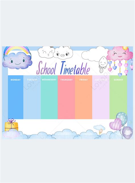 雲朵卡通每週總策劃計畫表模板素材，設計範本免費下載 Lovepik