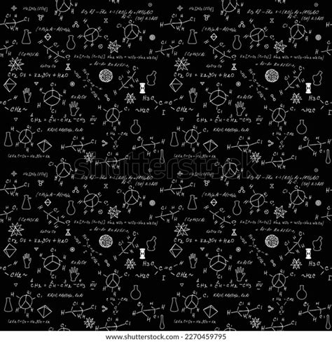 Hand Draw Chemistry Pattern On Black Stock Vector Royalty Free