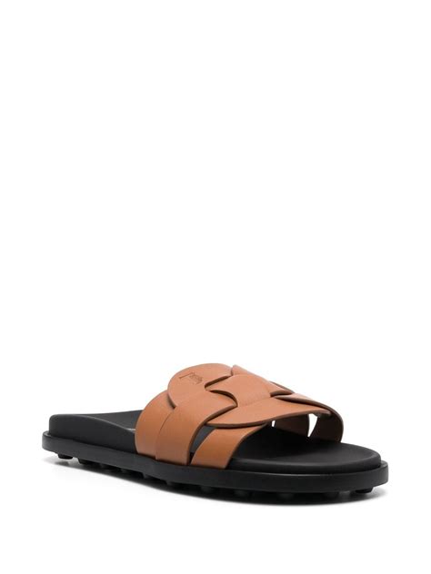 Tods Woven Leather Slides Farfetch