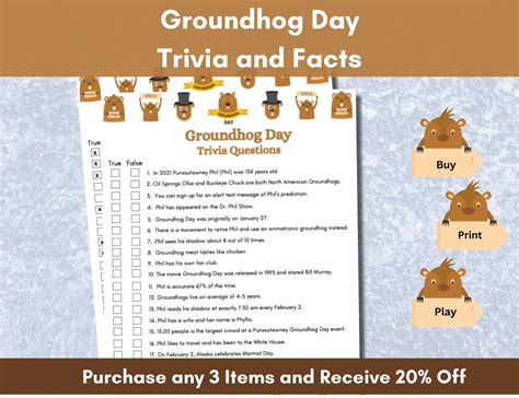 Groundhog Day Trivia And Facts Groundhog Day Activity Punxsutawney