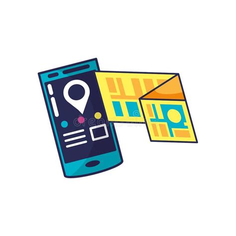 Smartphone Device With Map Guide Location Stock Illustration