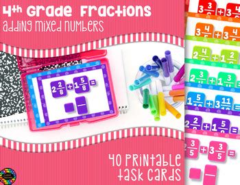 Adding Mixed Numbers Task Cards By Copper Classroom TPT
