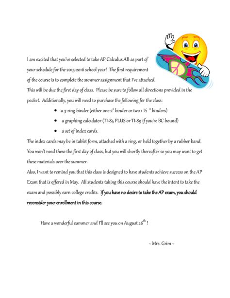 Calculus Summer Assignment