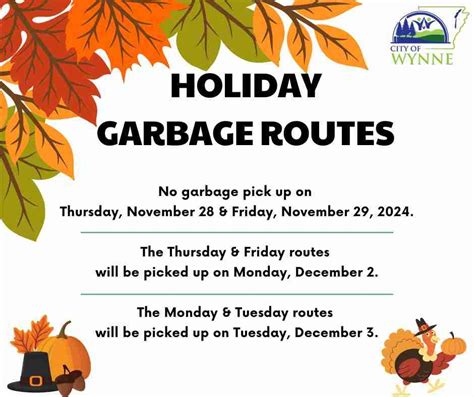 Local Office Hours Garbage Routes Adjusted For Thanksgiving Holiday