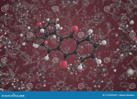Molecule Of Anthraquinone Ball And Stick Molecular Model Science