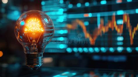 A Glowing Light Bulb With The Growth Graph Of The Business Virtual Screen Stock Illustration