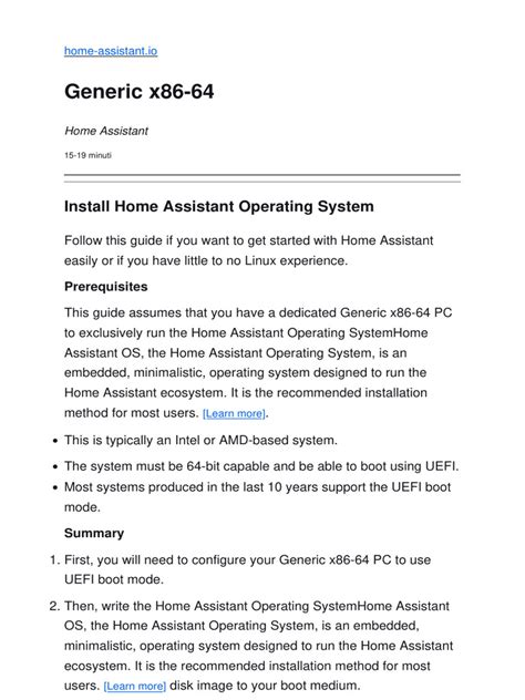 Generic X86 64 Home Assistant Pdf Operating System Booting