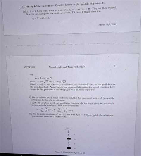 Solved 1 Standard Solution Method Two Identical Pendula