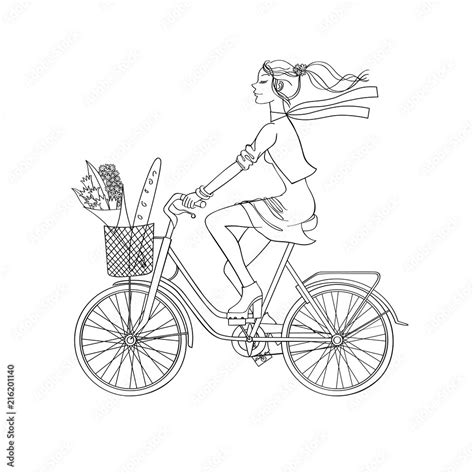 Girl On Bike Drawing