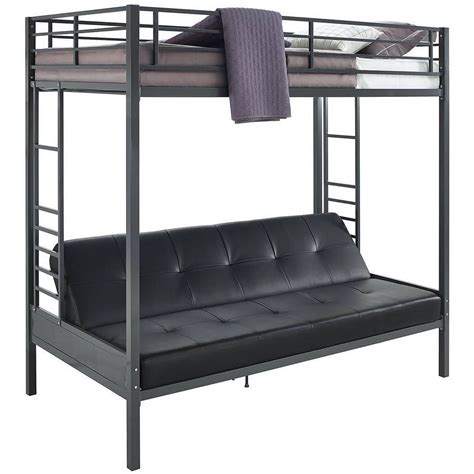 Dhp Jasper Premium Twin Over Futon Bunk Bed With Black Faux Leather