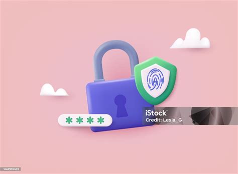 잠금 및 지문 보안 액세스 전자 개방 시스템 보안 시스템 자동 액세스 카드 개념 3d 웹 벡터 삽화입니다 방패에 대한 스톡 벡터