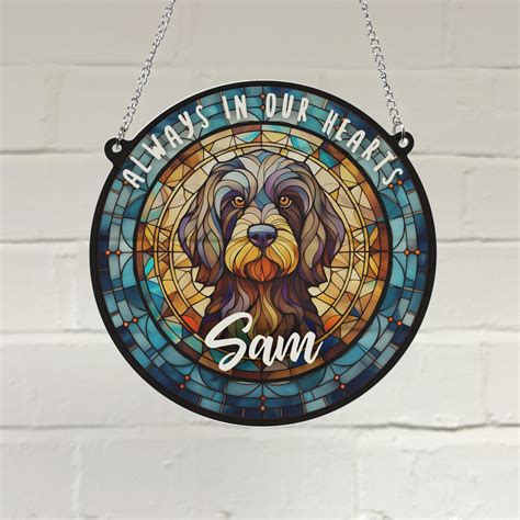 Cockapoo Black Memorial Stained Glass Effect Suncatcher Villager Jim