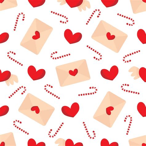 Premium Vector Cute Seamless Pattern With Envelopes And Hearts For Valentine Day