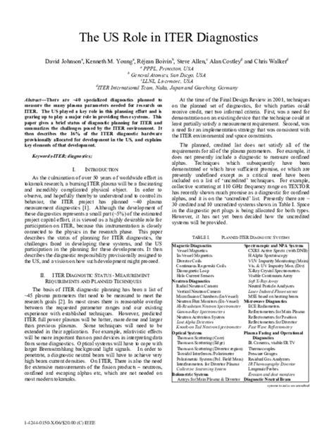 Pdf The Us Role In Iter Diagnostics