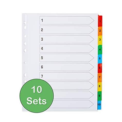 10 Pack A4 File Dividers Extra Wide Numbered 1 10 A4 Extra Wide Subject Dividers 10 Part