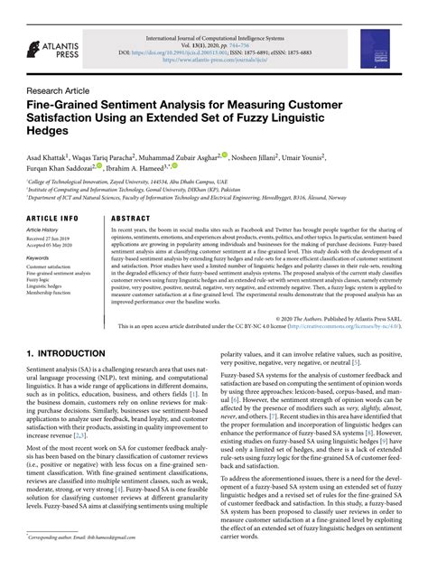 Pdf Fine Grained Sentiment Analysis For Measuring Customer Satisfaction Using An Extended Set