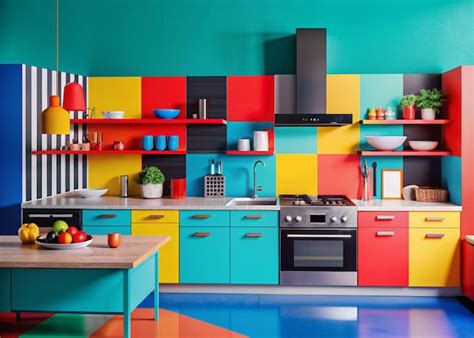 Abstract Modern Kitchen Design Layout Premium Ai Generated Image