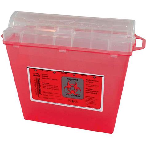 Wall Mount Sharps Container 5 Quart Red