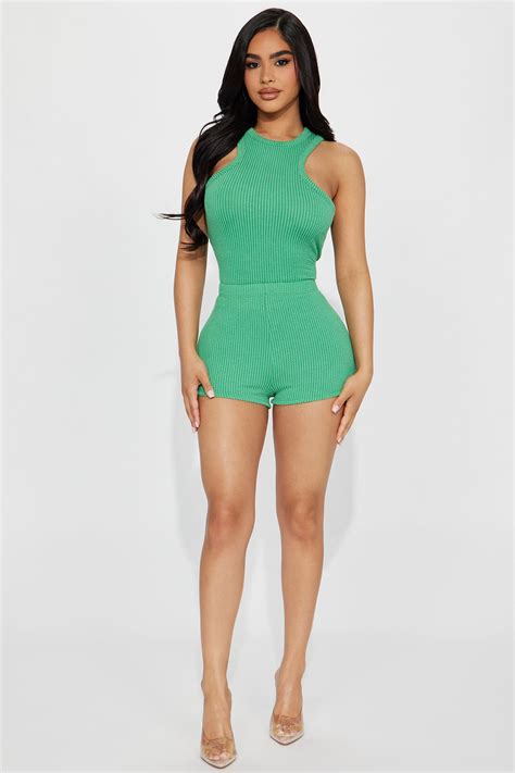 Josie Ribbed Short Set Kelly Green Fashion Nova