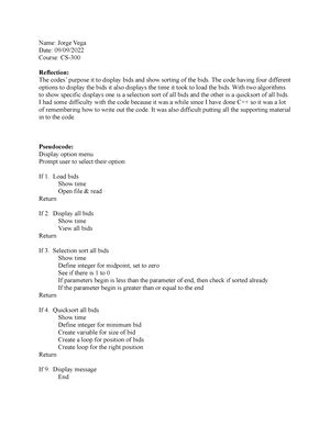 CS 305 Module Two Coding Assignment Template CS 305 Module Two Coding Assignment Template