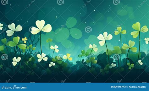 St Patricks Day Clovers Seamless Pattern Stock Illustration