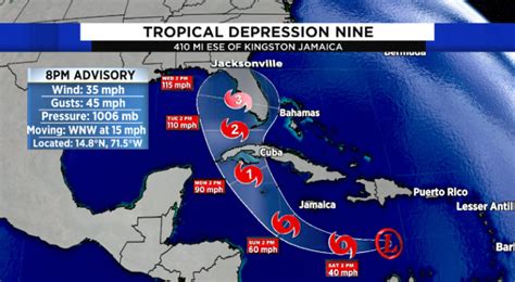 Tropical Depression 9 Expected To Strengthen With Track Toward Florida