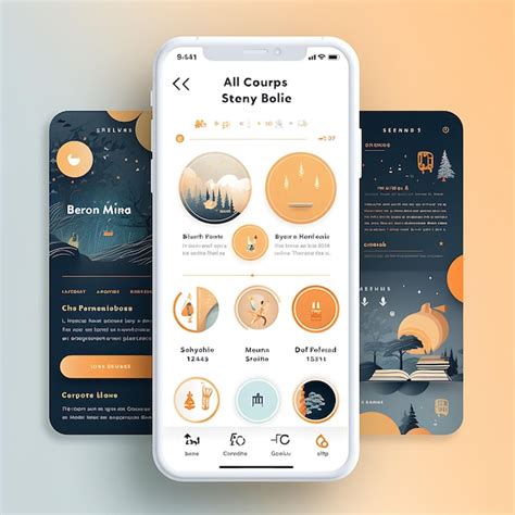 Premium Photo Mobile App Design Of Publishing Ebook Reading App Design Classic Theme With Wa