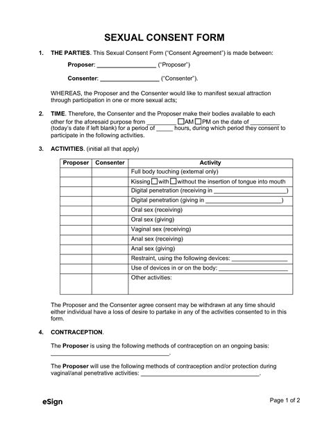 Free Sexual Consent Form PDF Word