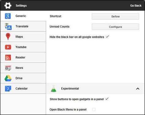 Black Menu Access All Google Services Within A Single Menu Chrome