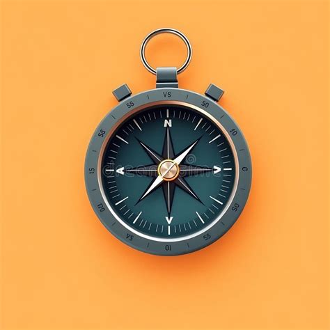A Modern Compass With A Sleek Design On A Pastel Orange Background Stock Illustration