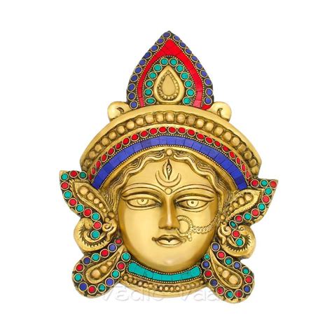 Kali Devi Mata Face In Brass With Color Beads Kali Mata Kali Statue