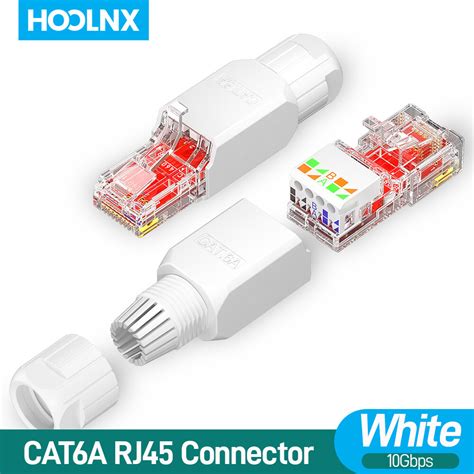 Hoolnx Tool Free Rj45 Connector Tool Less Utp Cat6 Cat6a Field Termination Modular Plug For