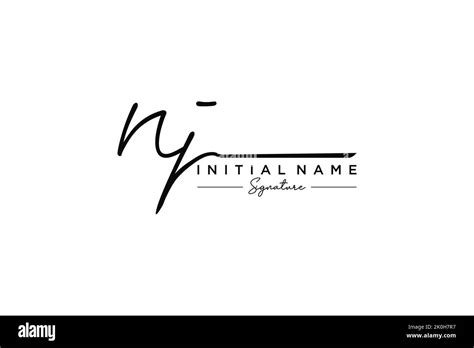 Nj Signature Logo Template Vector Hand Drawn Calligraphy Lettering