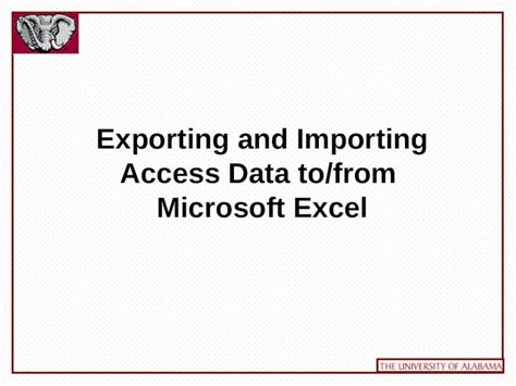 Ppt Exporting Importing Access Data To From Microsoft Excel Dokumen