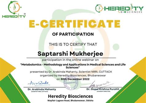Saptarshi Mukherjee On Linkedin Thank You Heredity Bioscience Topic Metabolomics And