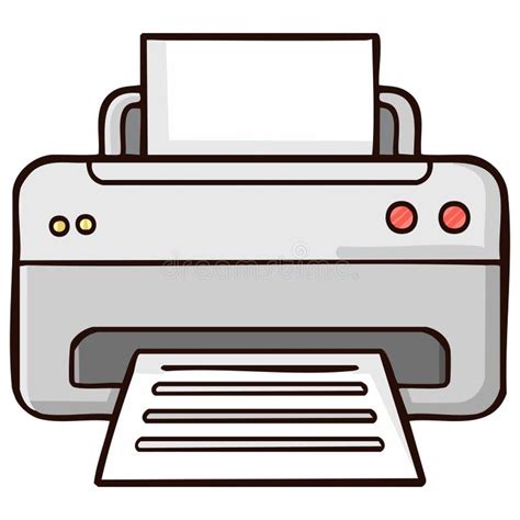 Cute Cartoon Style Office Printer Printing Documents With Paper Input And Output Illustration