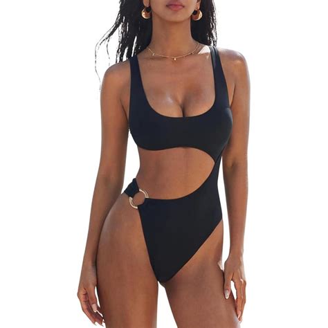 Suuksess Women Sexy One Piece Tummy Control Swimsuit Cutout Backless
